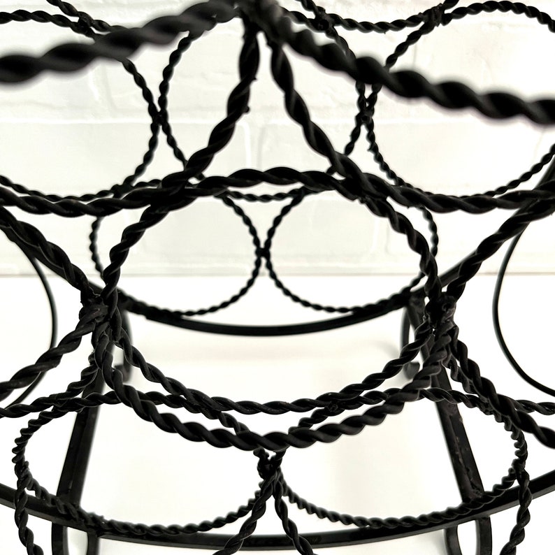 Vintage Black Wrought Iron Round Wine Rack, Metal Wine Rack, Spanish ...