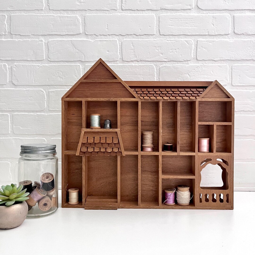 Vintage House Shadow Box, House Display Shelf, Hanging Display Box ...