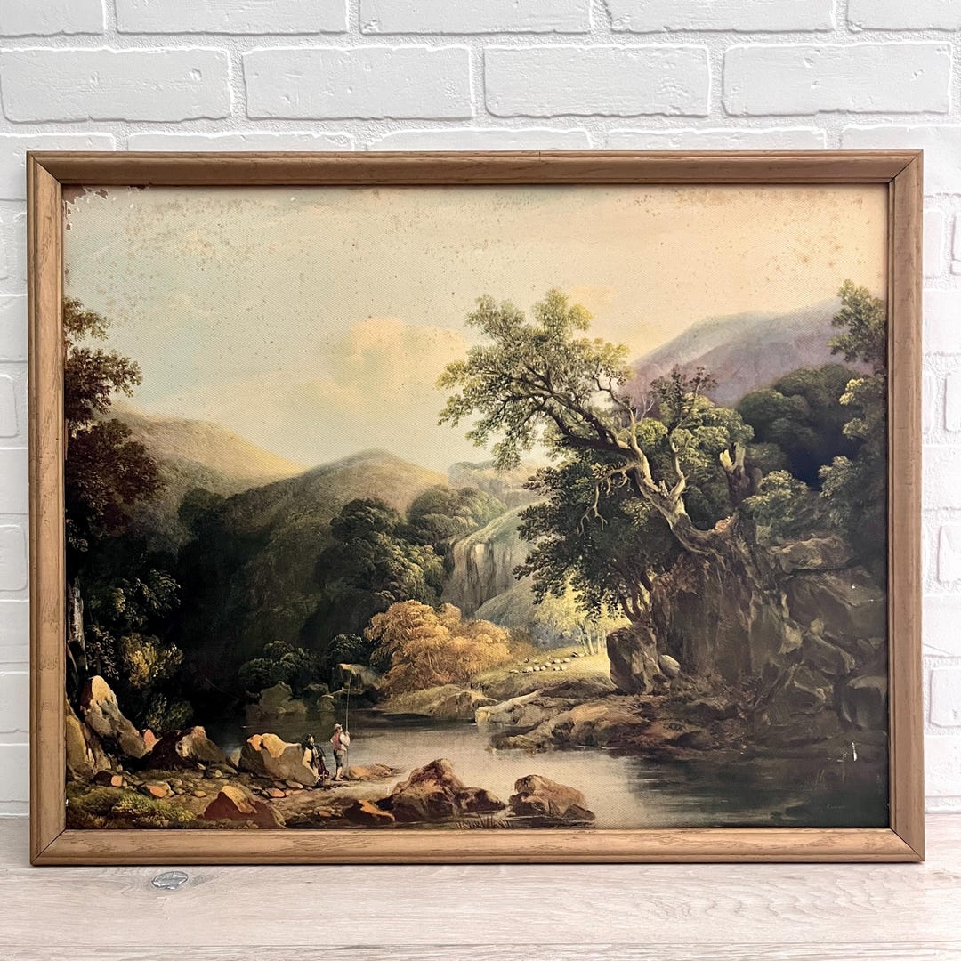 Vintage Framed Landscape Print, European Print, Vintage Wall Decor ...