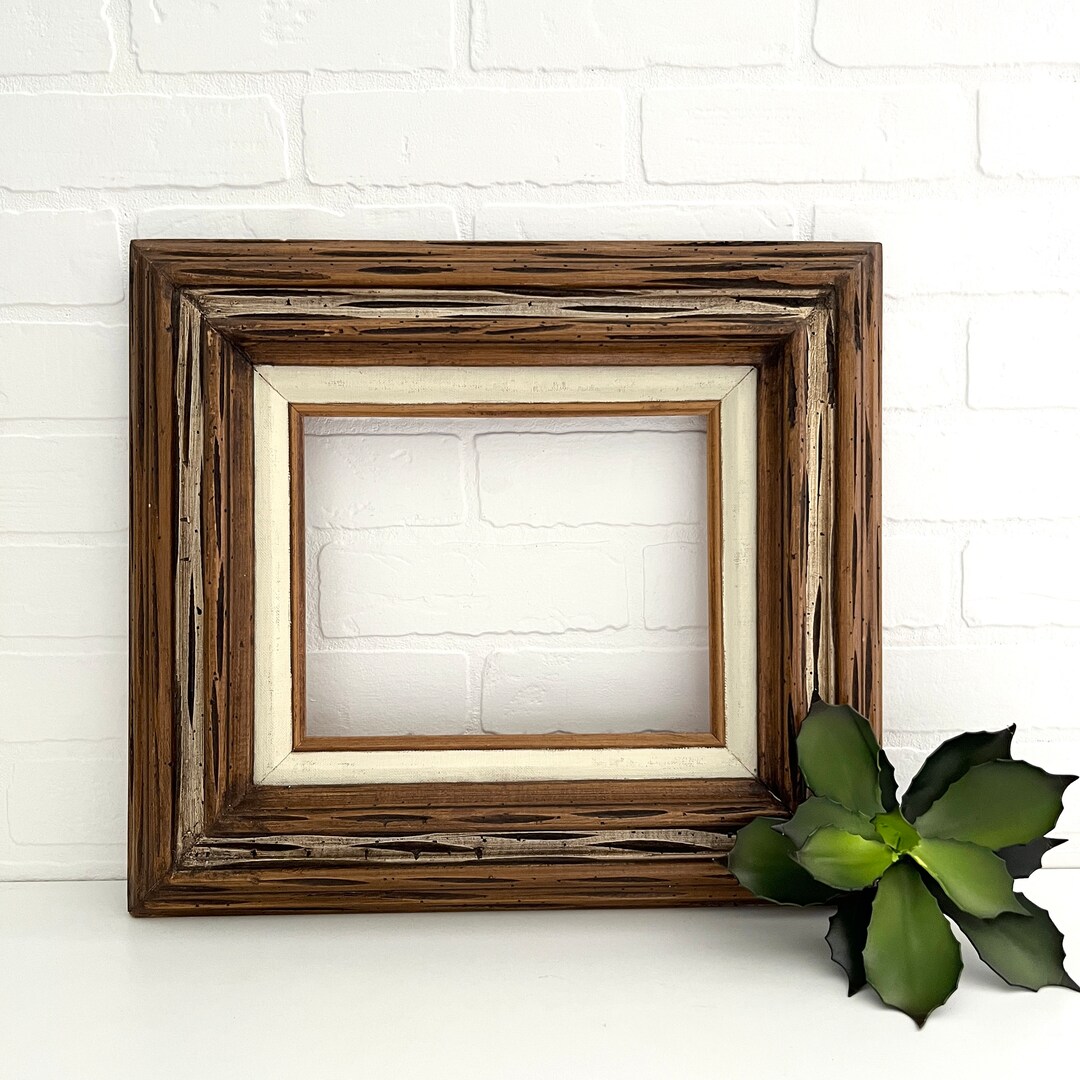 Vintage 8 X 10 Rustic Wood Frame, 1970's Brown Wood Picture Frame With ...