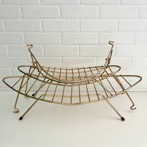 Vintage MCM Magazine Rack, Retro Magazine Rack, Gold Magazine Rack ...