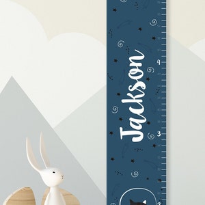 Personalized Growth Chart Space Cat in Navy - Etsy
