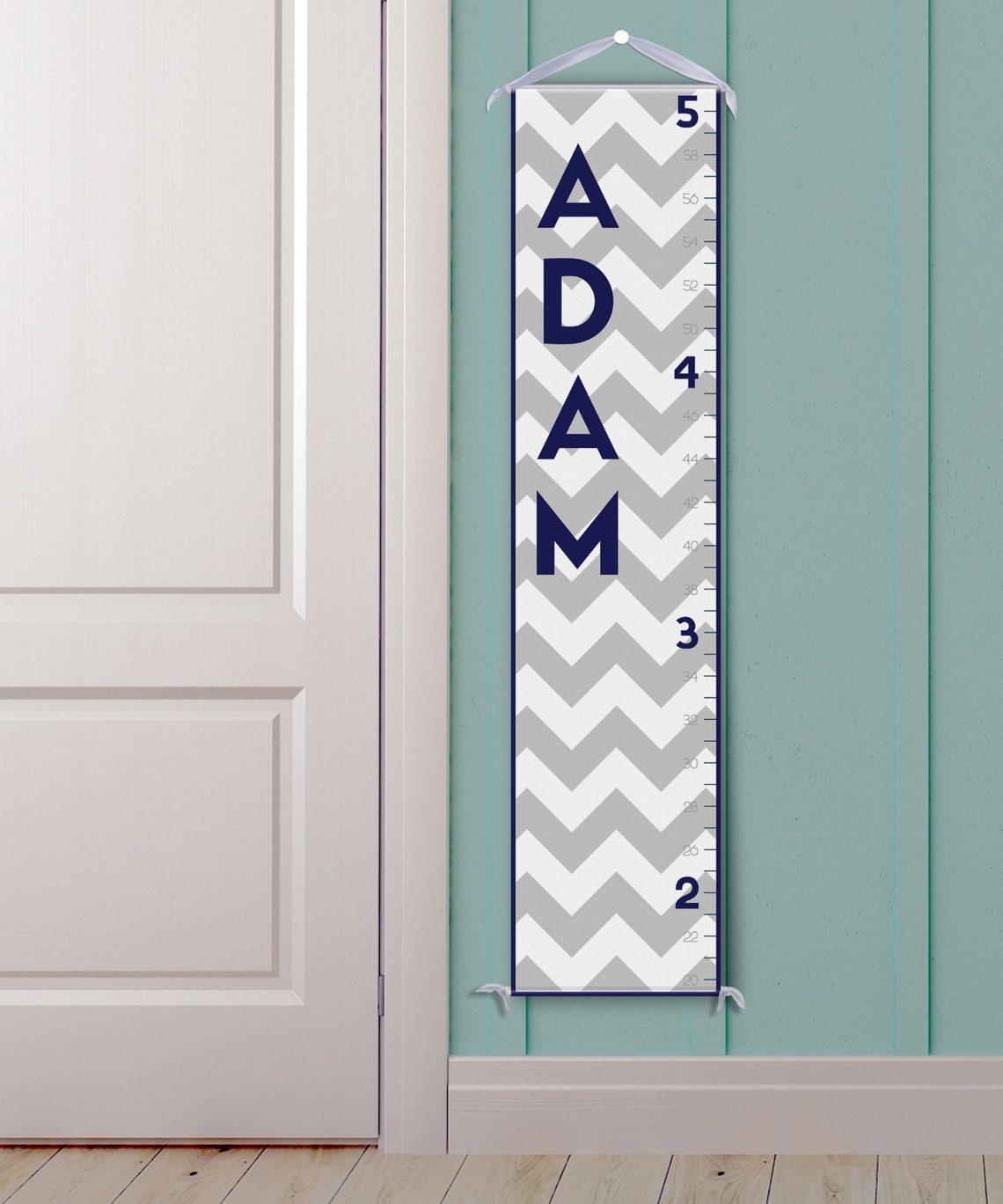 Personalized modern Chevron Growth Chart in Grey - Etsy