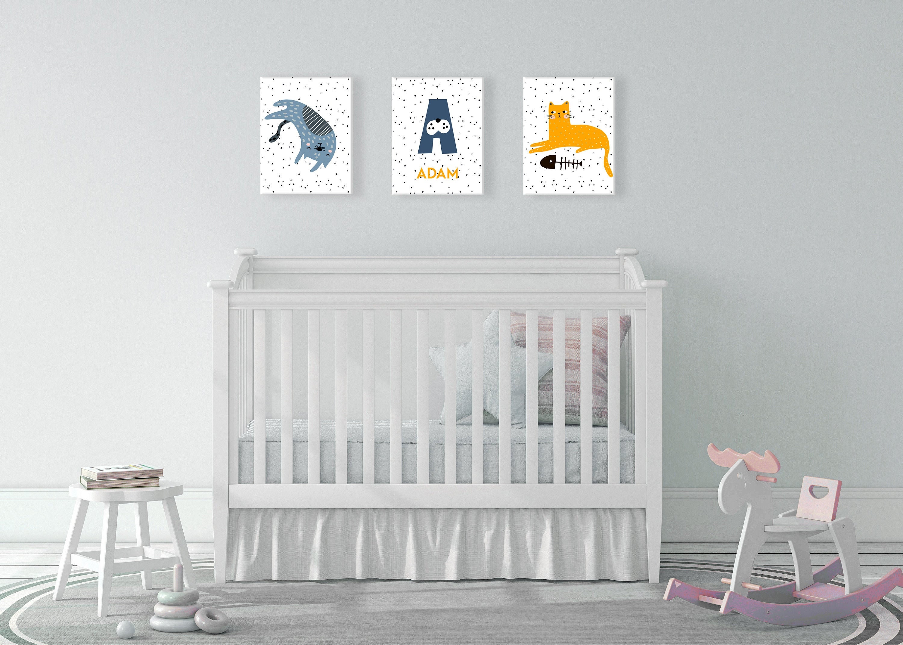 Personalized Name in Alphabet Canvas Wall Art Set of Three - Etsy UK