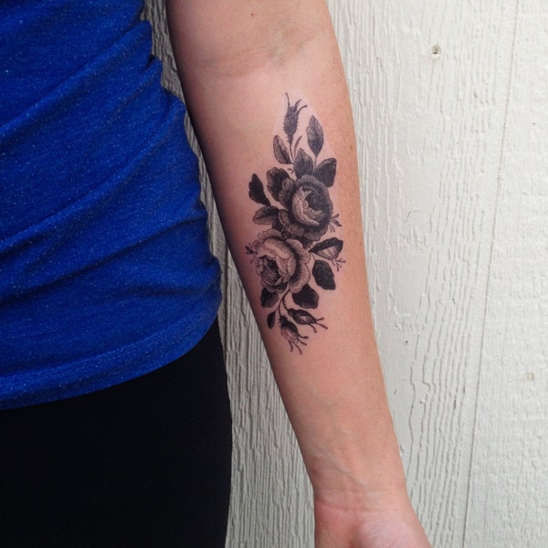 Vintage Rose Tattoo - Etsy
