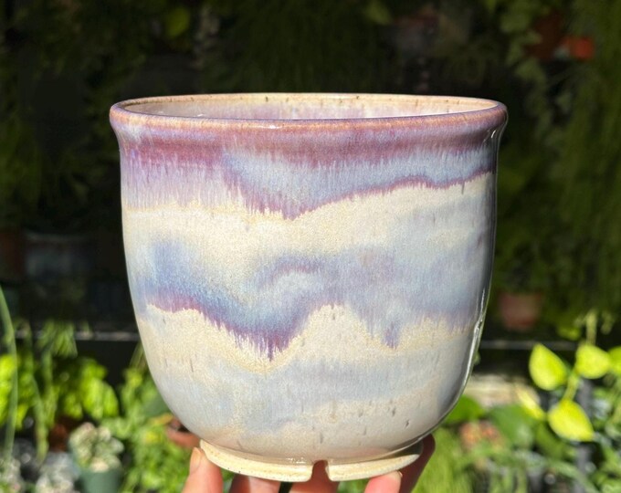 6” Ceramic Planter | Handmade Pottery, Plant Pot, Purple Planter - Etsy