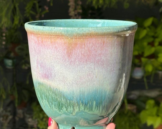 Ceramic Planter | Handmade Pottery, Plant Pot, Blue Planter, Pink ...