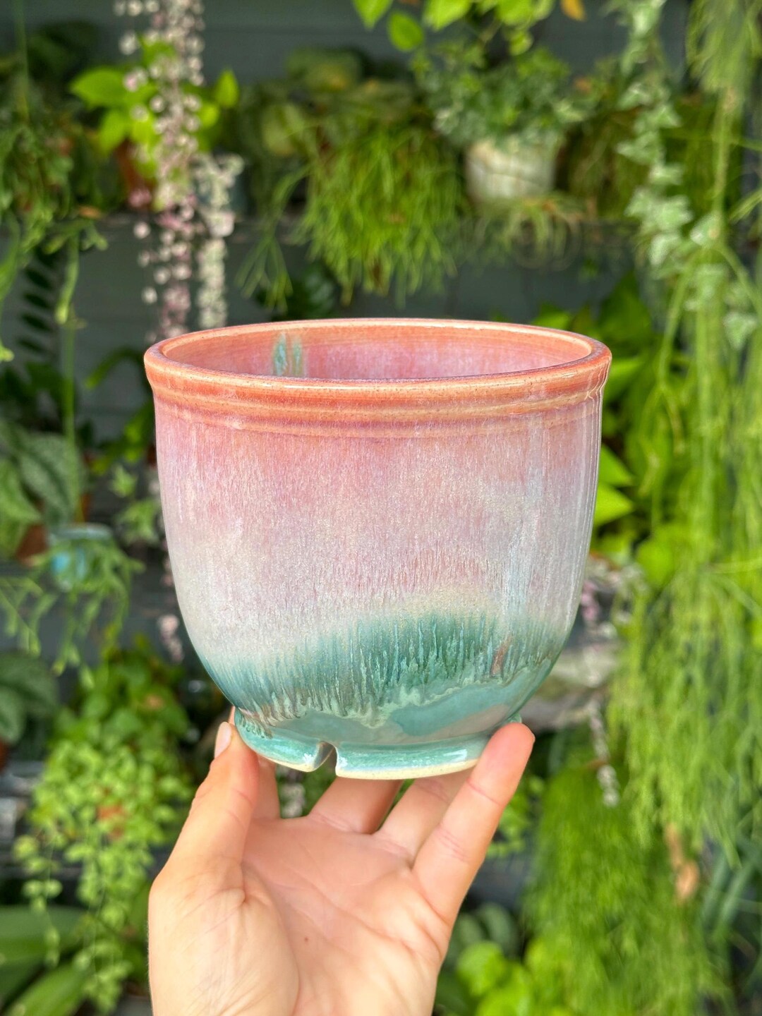 Ceramic Planter | Handmade Pottery, Plant Pot, Blue Planter, Pink ...