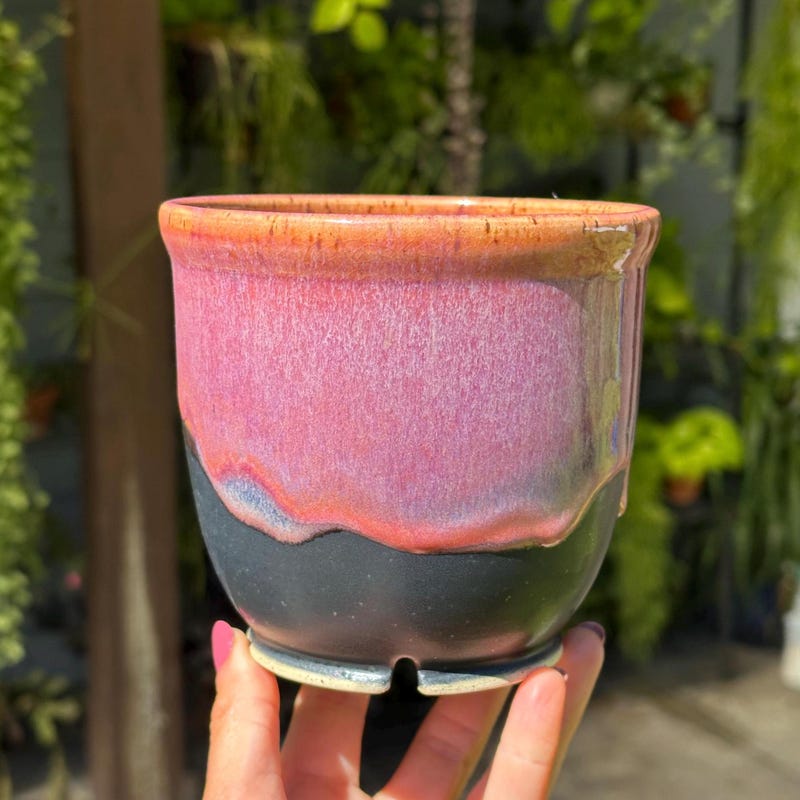 Pink Ceramic Planter - Etsy