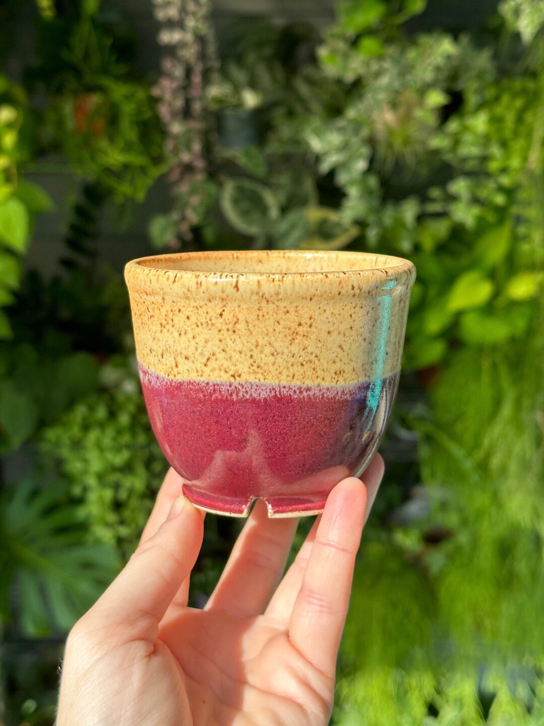 Mini Ceramic Planter | Handmade Pottery, Plant Pot, Red Planter, Yellow ...