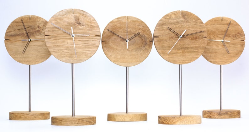 Oak Clock io Bleached Oak Standing Clock Round - Etsy