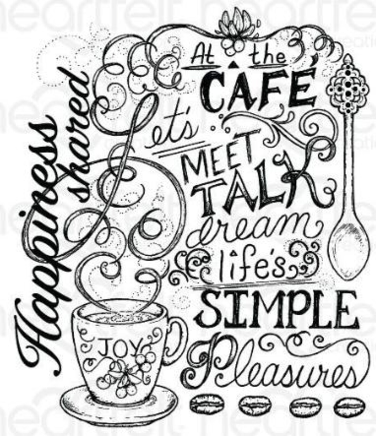 Coffee Talk Background Cling Stamp #HCPC-3713 - New! Heartfelt ...
