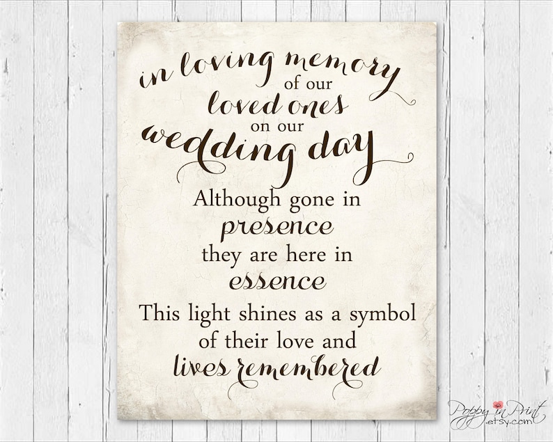 Wedding Memorial Sign Wedding Memory Sign Wedding Remembrance Sign ...
