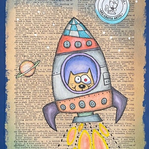 Major Tom: Original Illustration on Dictionary Page. Cats in Space - Etsy