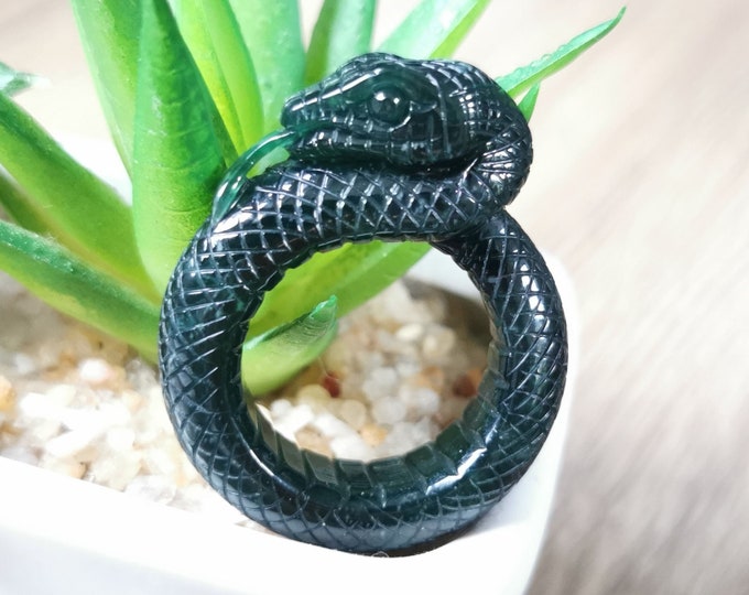 Jadeite Ring Snake Certified Icy Blue Natural Grade A Certified Burmese ...