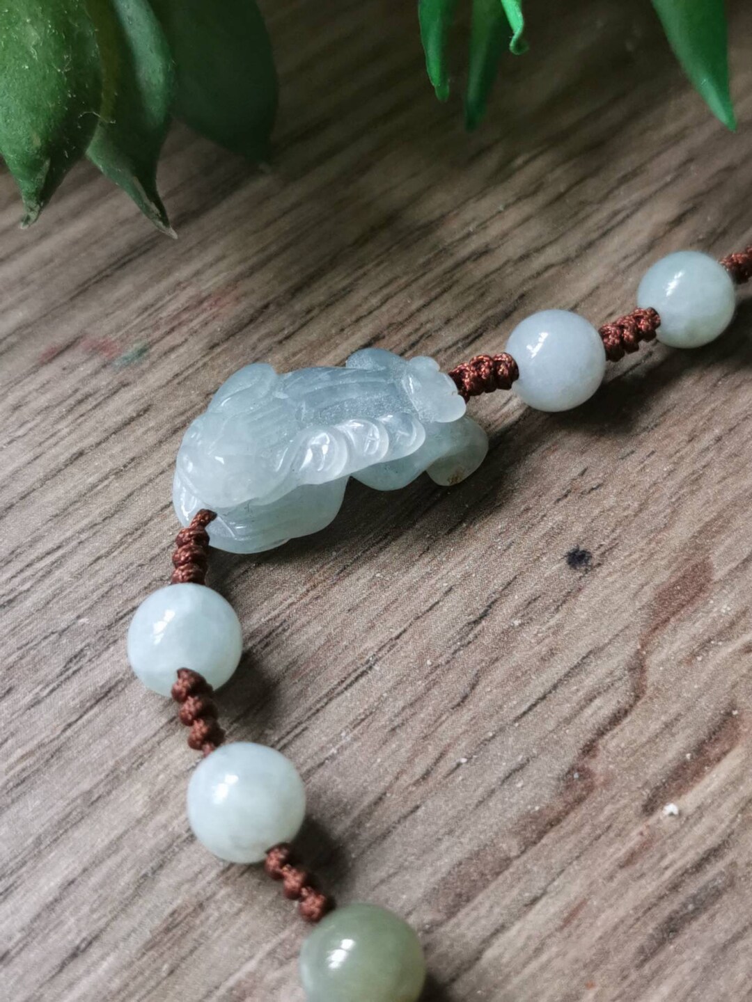 Jadeite Pixiu Bead Bracelet Certified 翡翠 Icy Light Blue Bead Bracelet ...