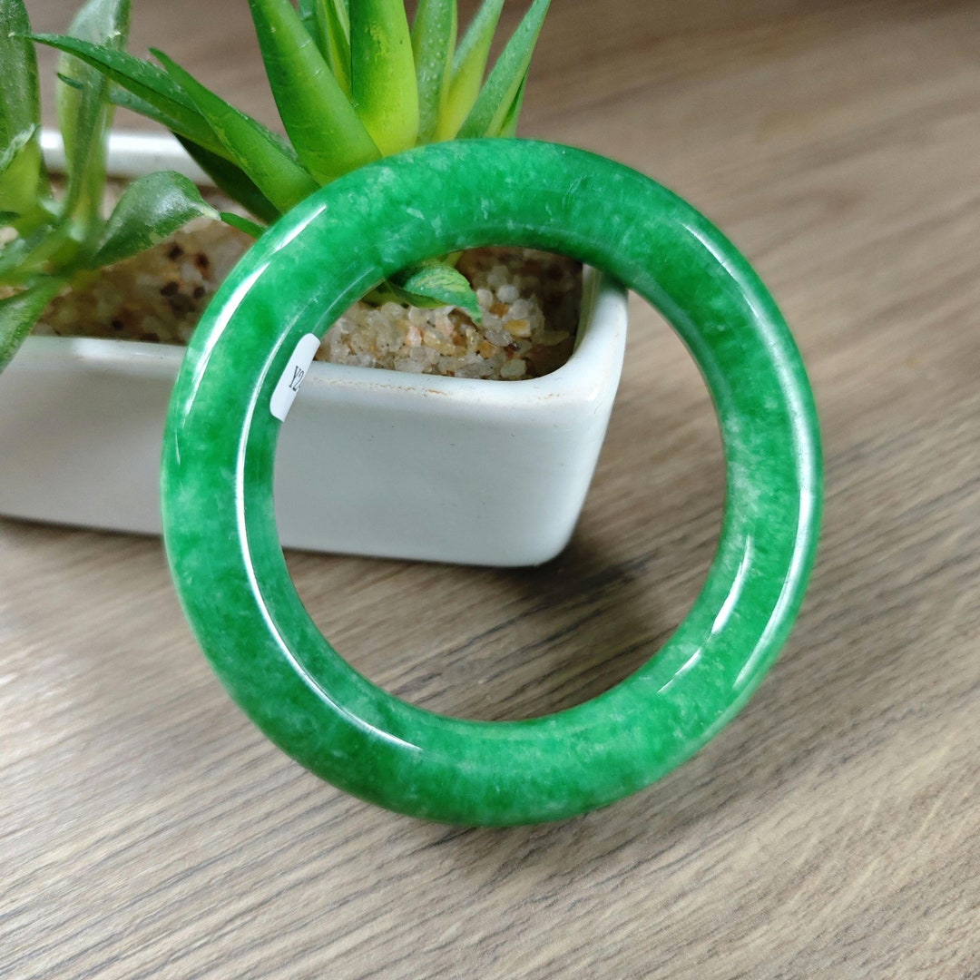 Jadeite Bangle Grade A Certified Imperial Green Jade Icy Burmese Round ...