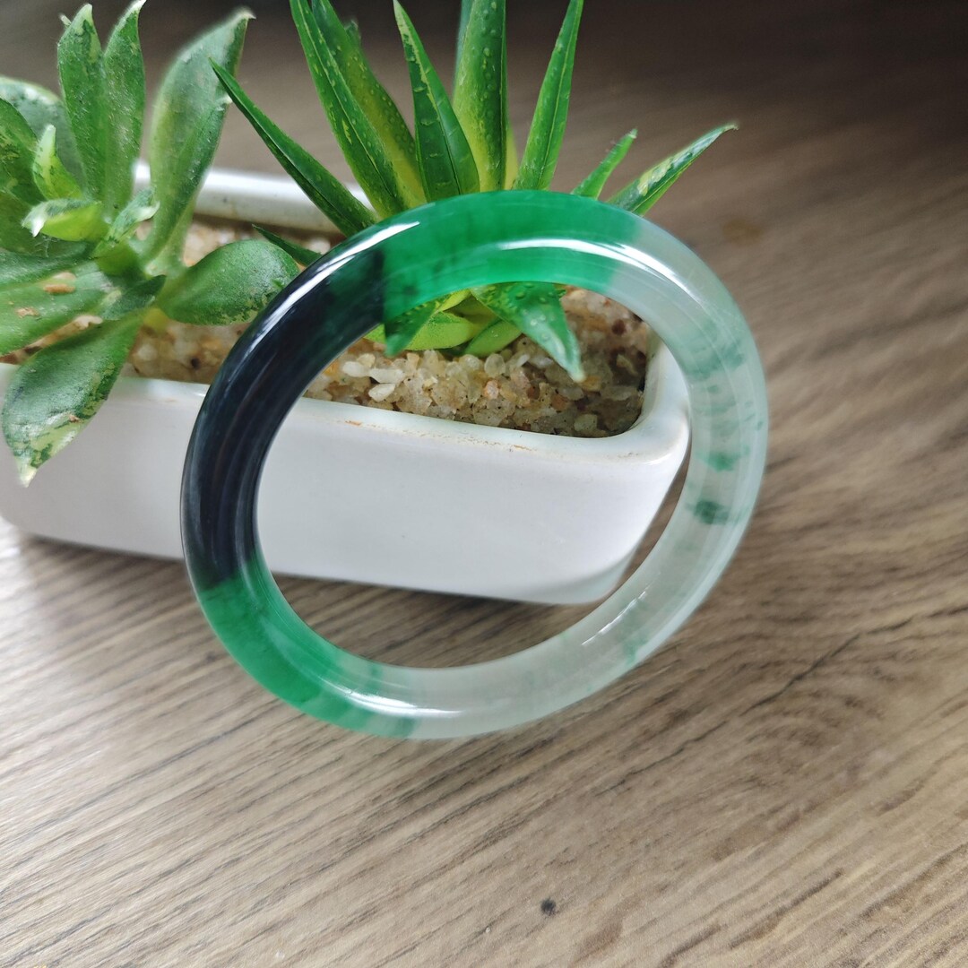 Certified Grade A Imperial Green Jadeite Bangle, Natural Burmese Black ...