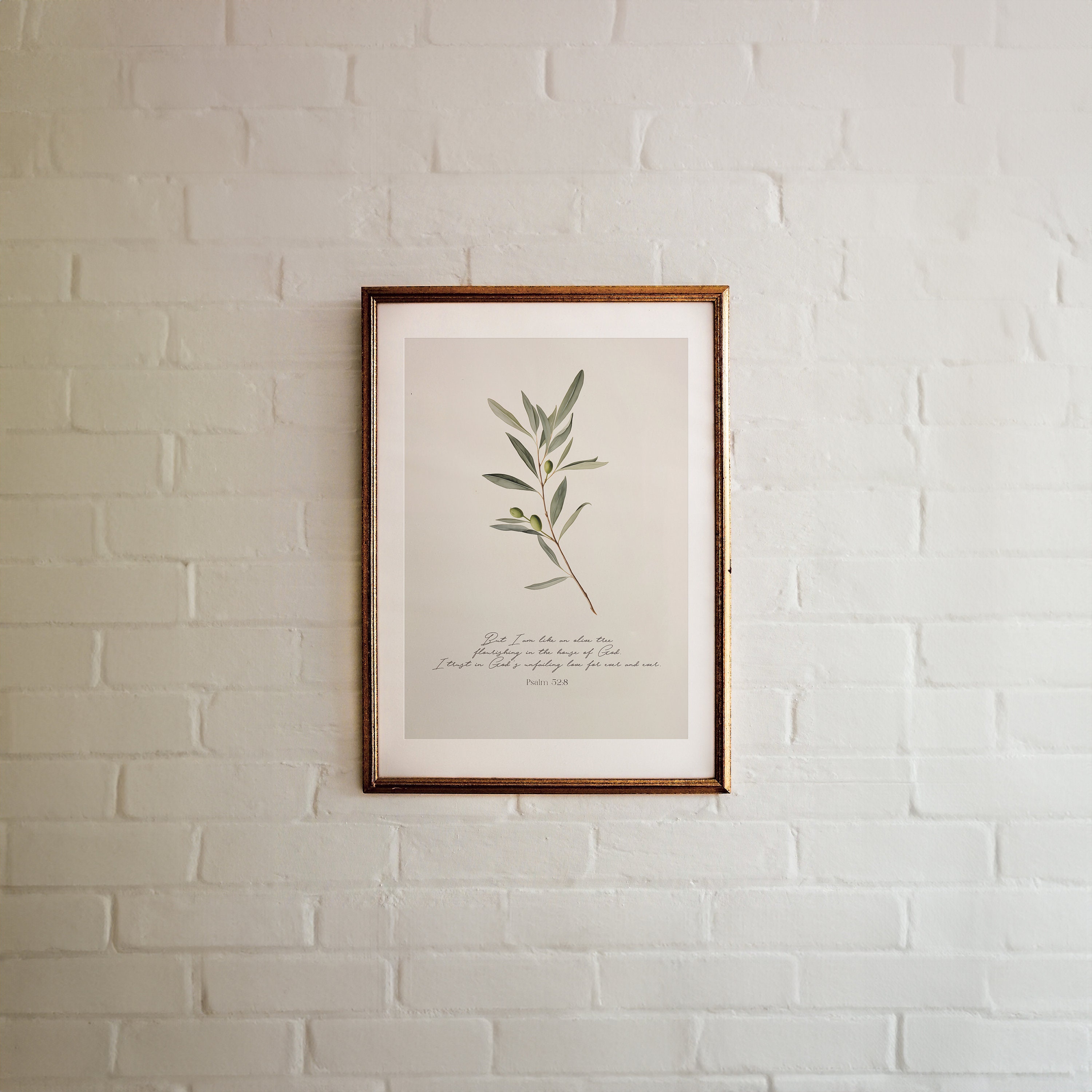 Modern Minimal Bible Verse Artwork, Watercolor Olive Branch Scripture ...
