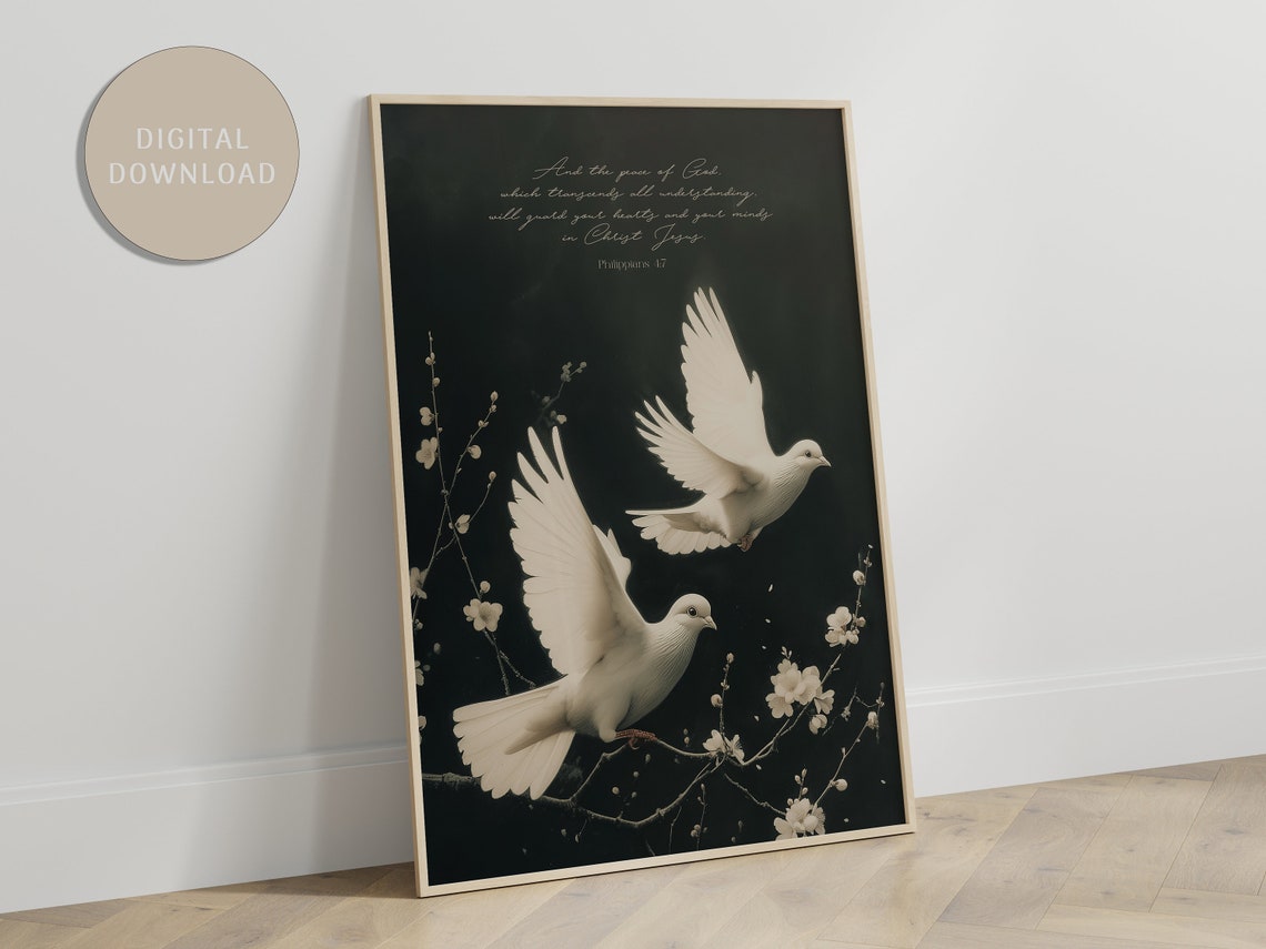 Modern Minimal Renaissance Inspired Bible Verse Artwork, Philippians 4: ...