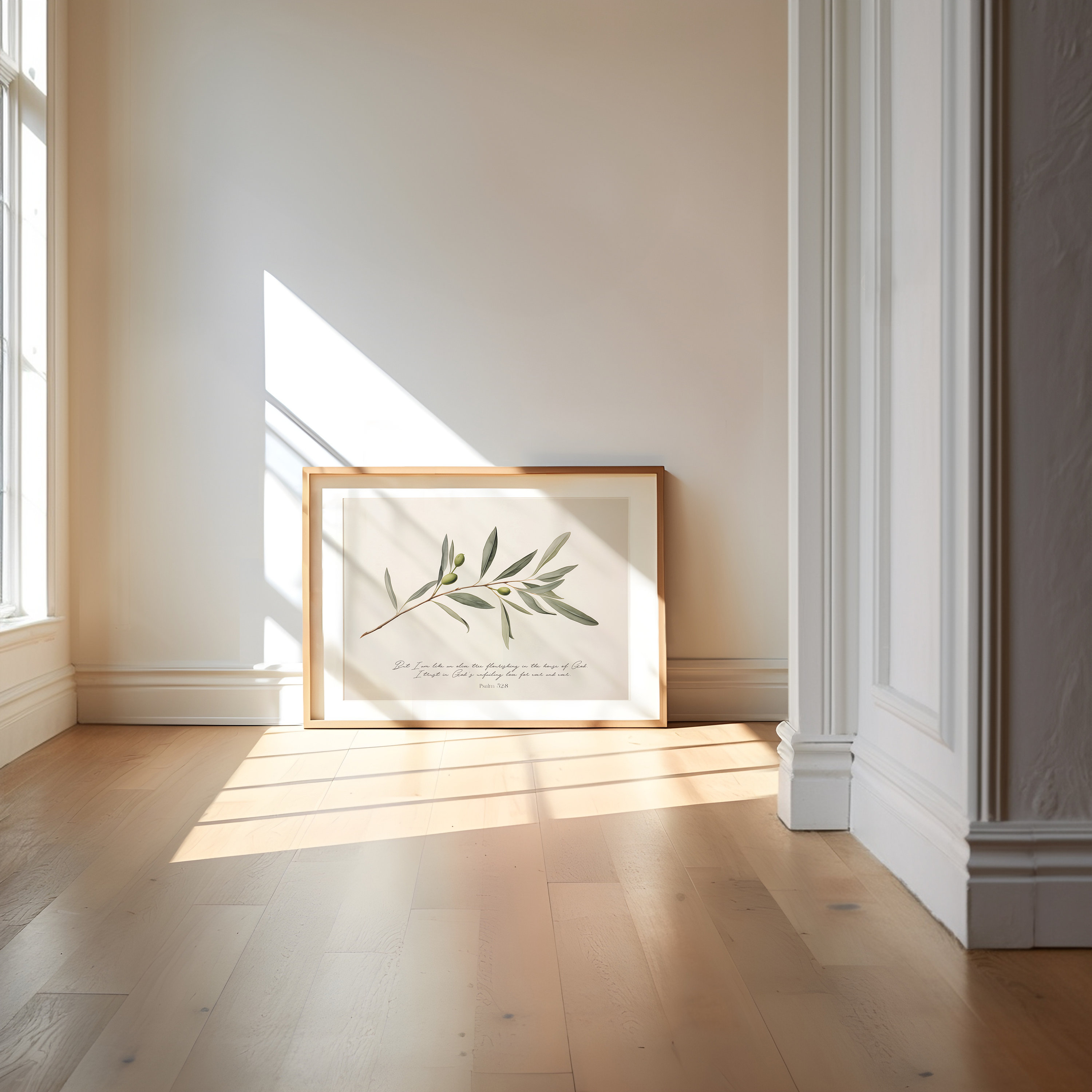 Modern Minimal Bible Verse Artwork, Watercolor Olive Branch Scripture ...