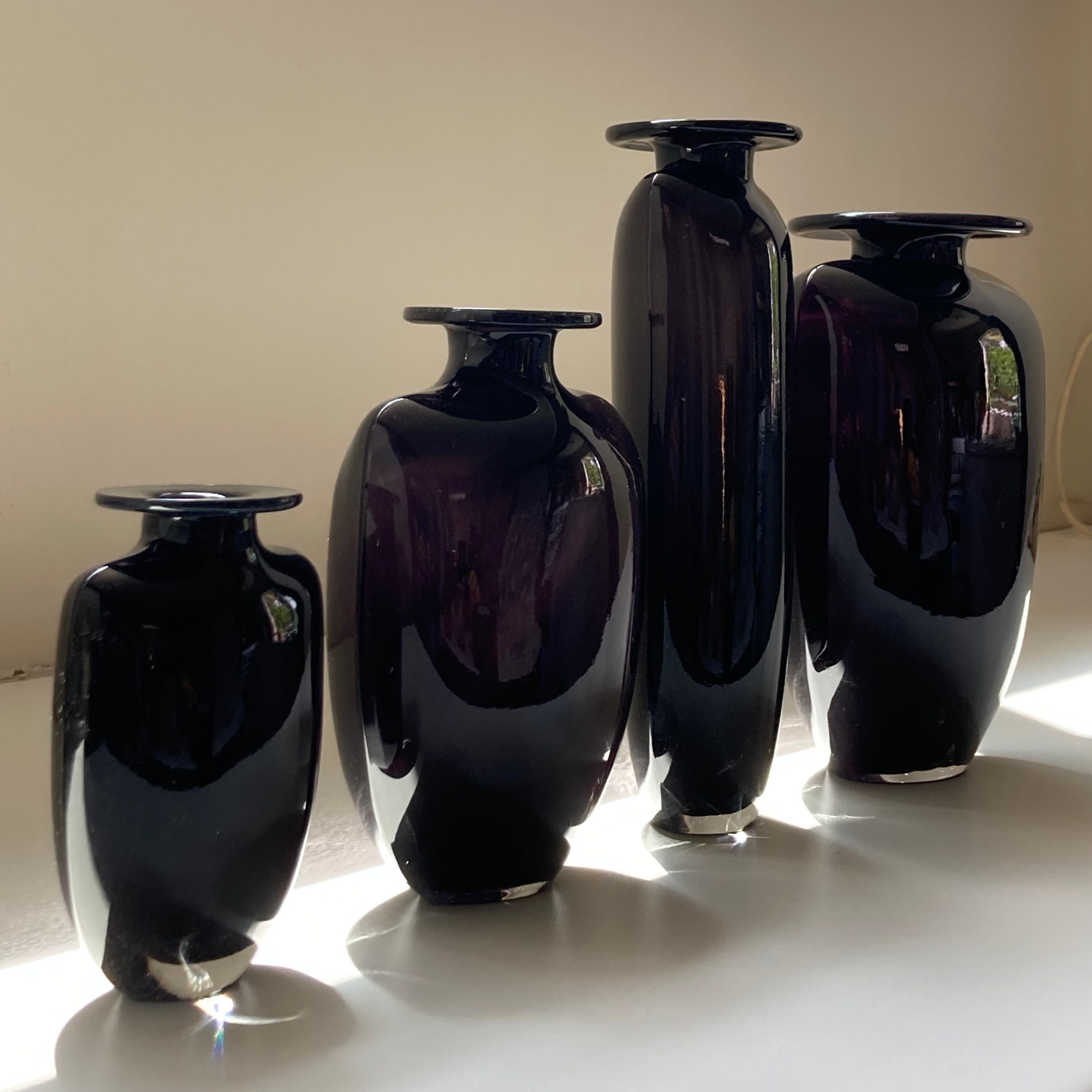 Kjell Engman Set of 4 Shoulder Vases for Kosta Boda in Dark - Etsy