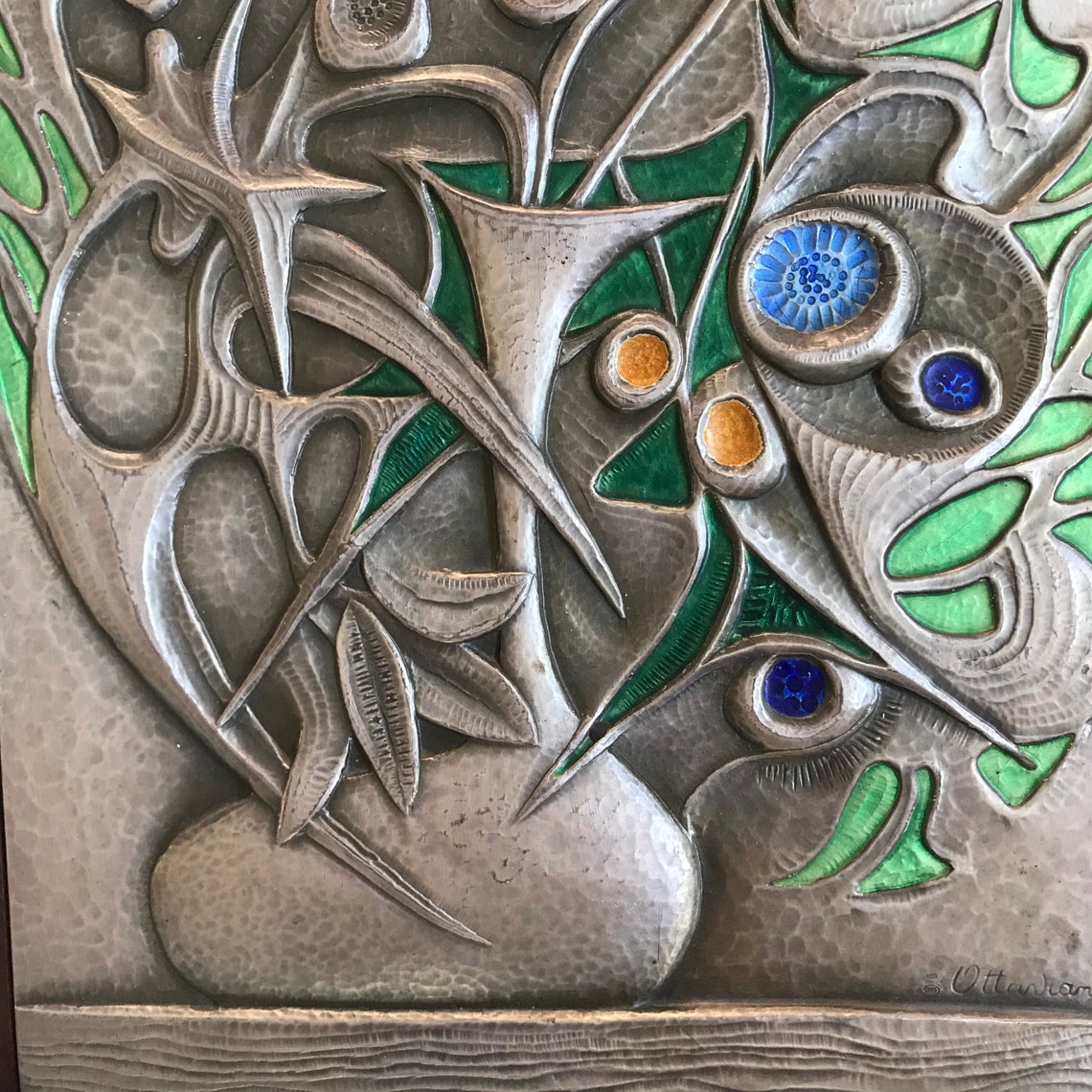 Ottaviani Silver and Enamel Wall Plaque With Wood Frame - Etsy