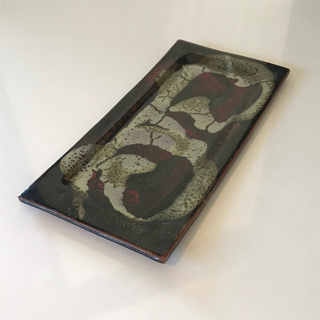 Signed Ceramic Serving Tray With Abstract Glaze - Etsy