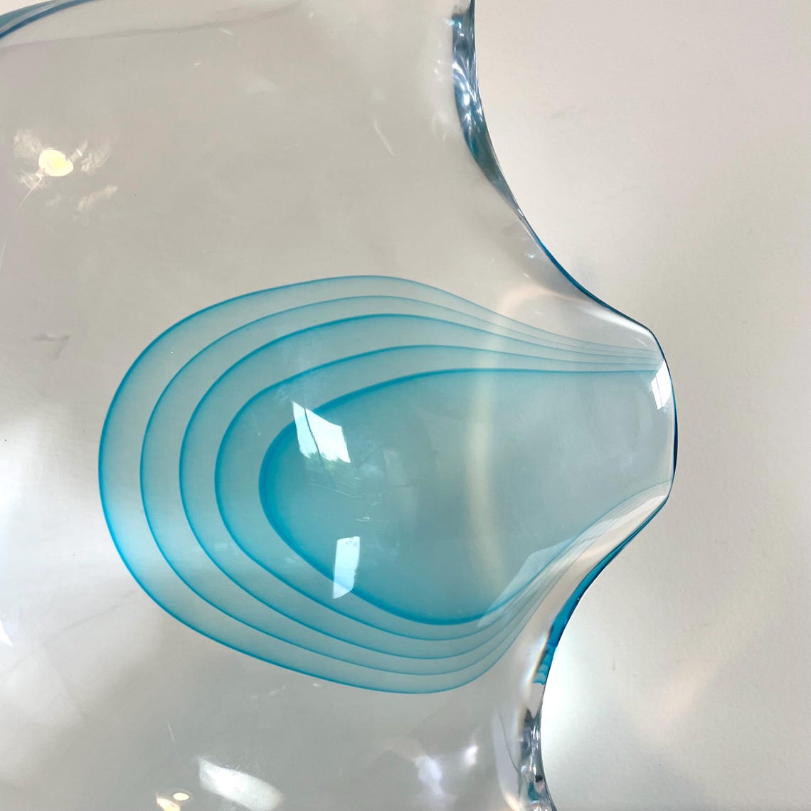 Signed Pino Signoretto Sommerso Fish in Clear Glass With Light Blue ...