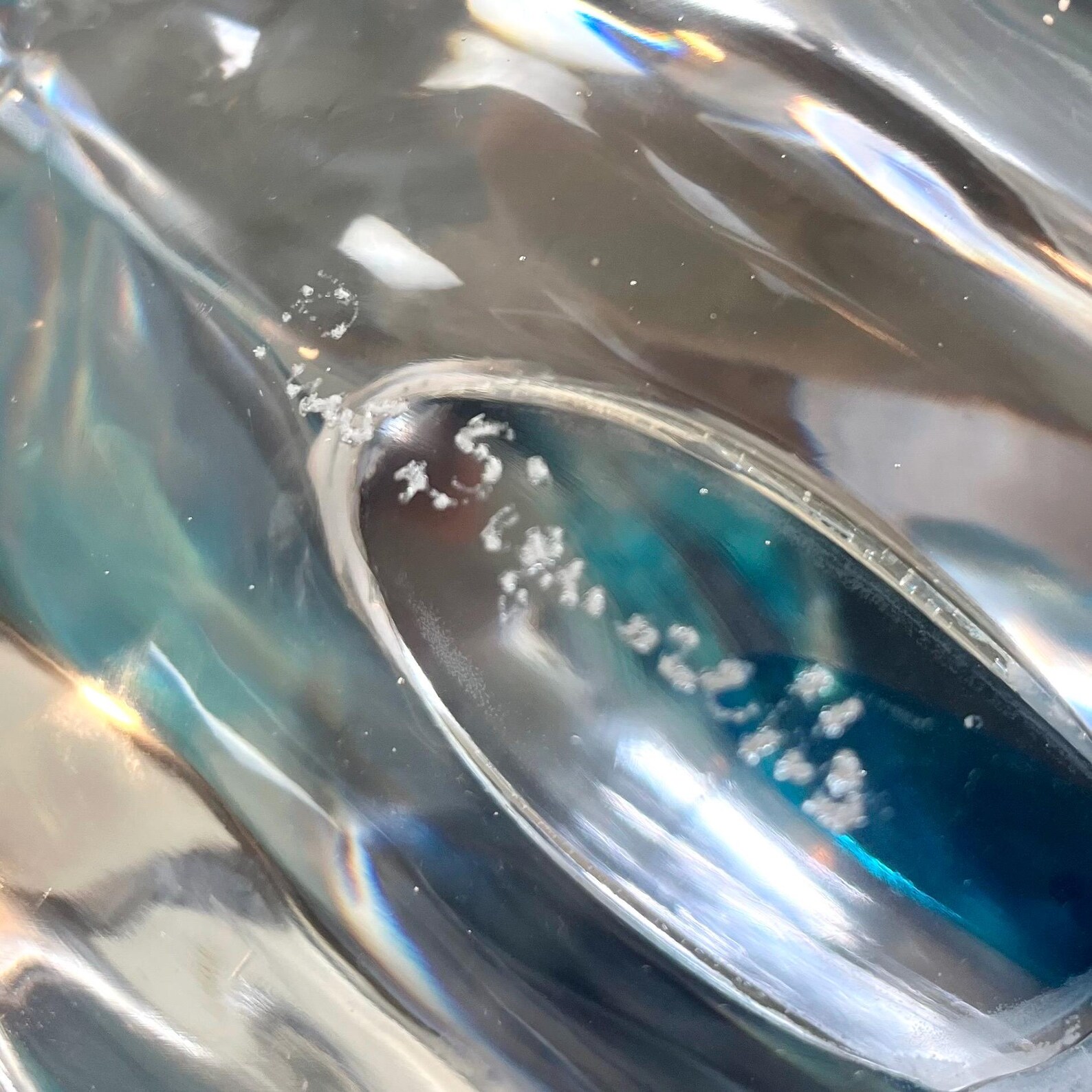 Signed Pino Signoretto Sommerso Fish in Clear Glass With Light Blue ...