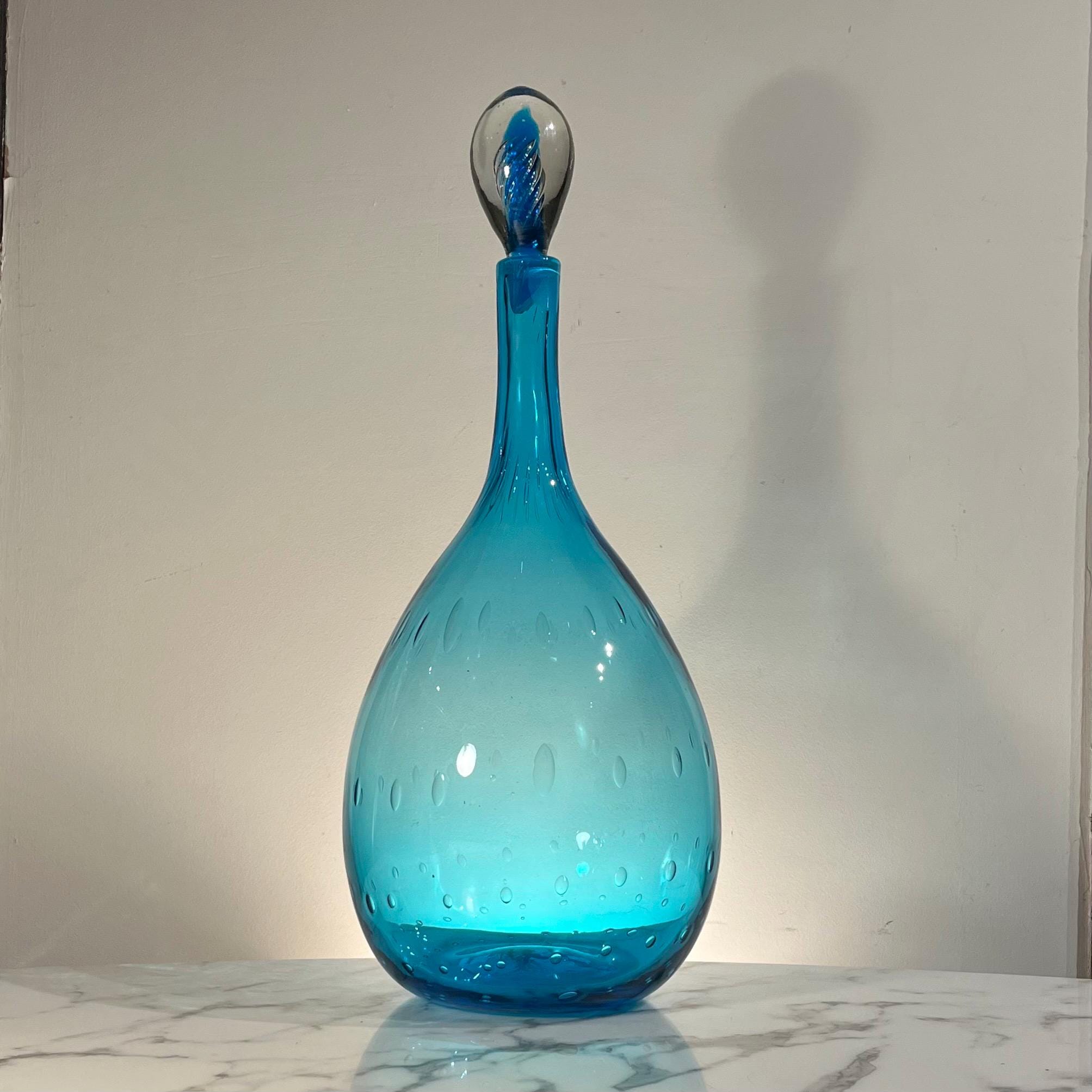 1967 Joel Philip Myers Blenko Glass Bottle Decanter Air Twist Stopper ...