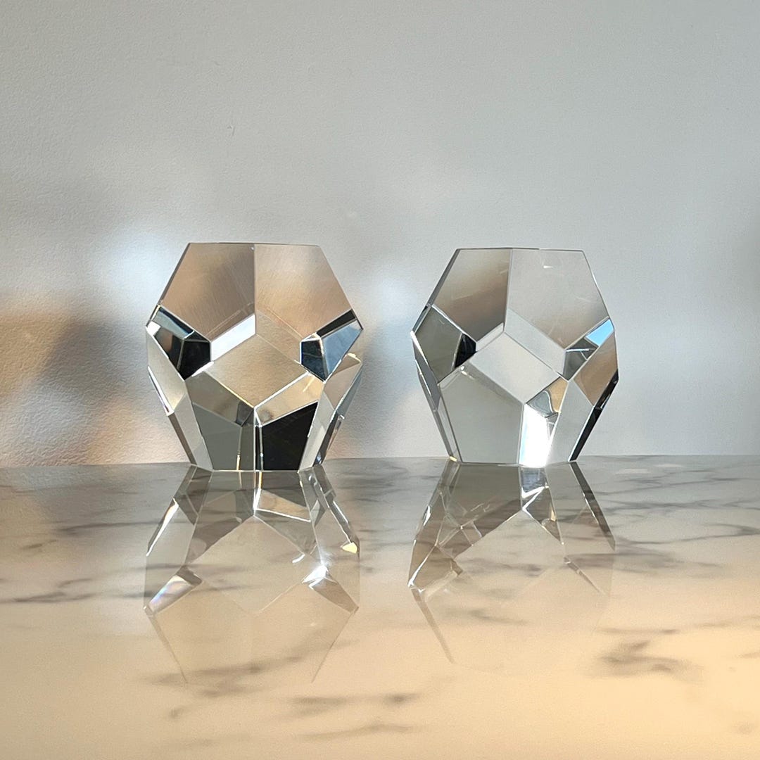 Pair of Crystal Dodecagon (12-sided) Paperweights - Etsy