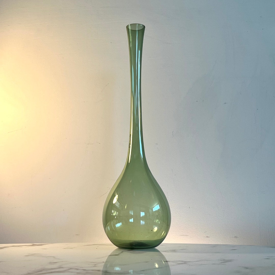 Arthur Percy Glass Vase in Light Olive Green for Gullaskruf - Etsy