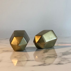 Pair of Vintage Hexagonal Diamond Shaped Paperweights in Solid Brass - Etsy