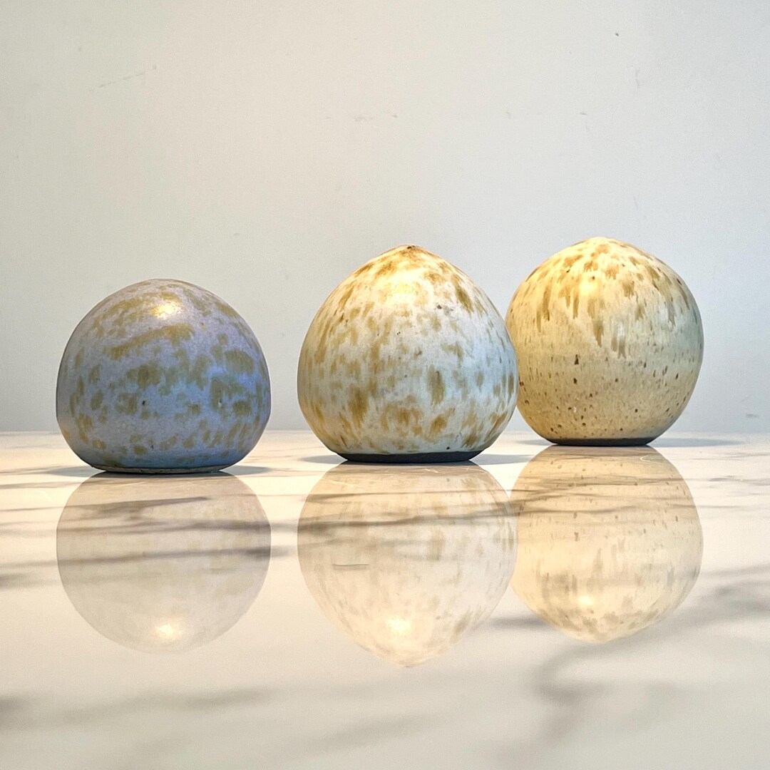 Set of 3 Handthrown Ceramic Pod Sculptures With Matte Glaze Signed ...