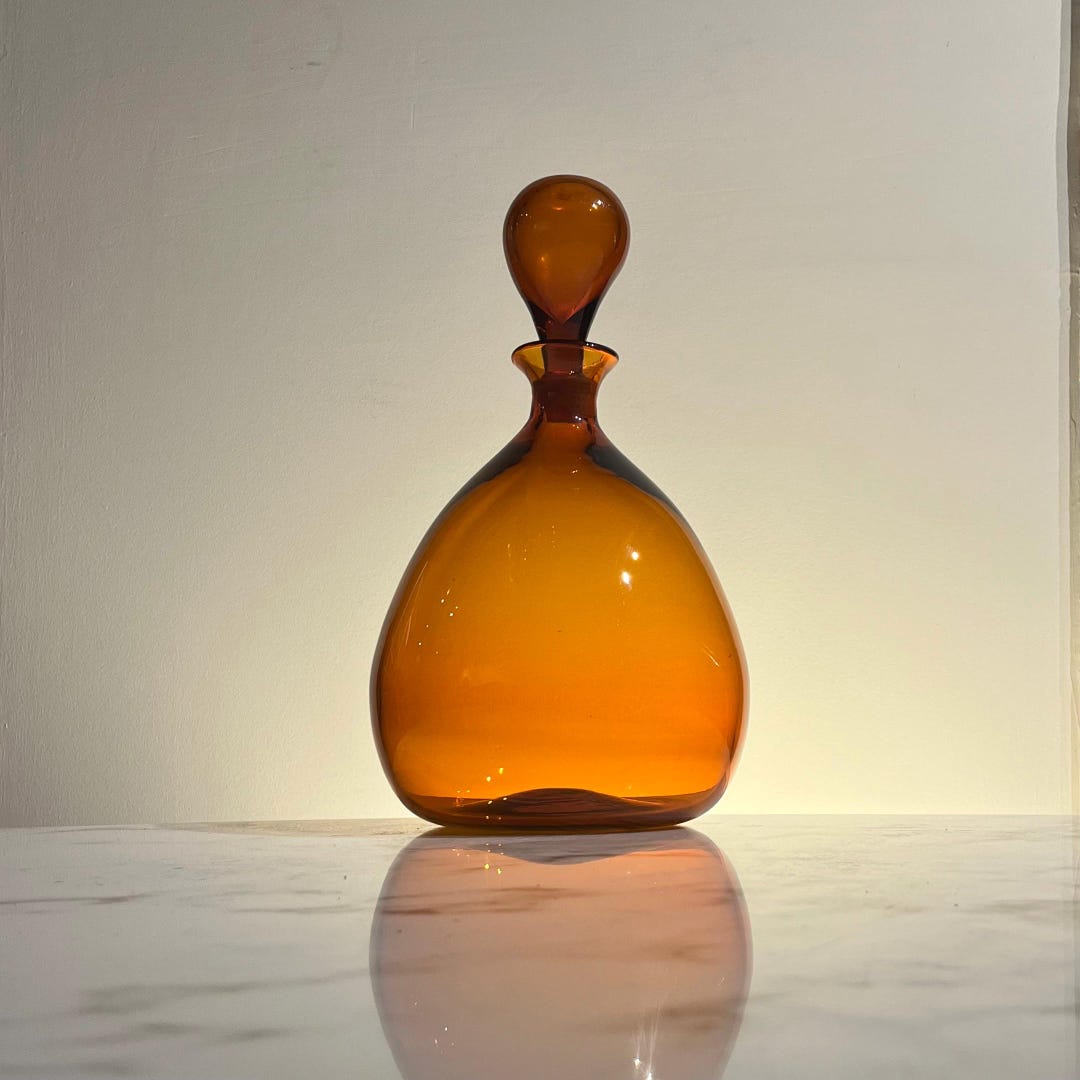 Blenko #649 Handblown Balloon Decanter in Deep Amber Glass From 1964 - Etsy