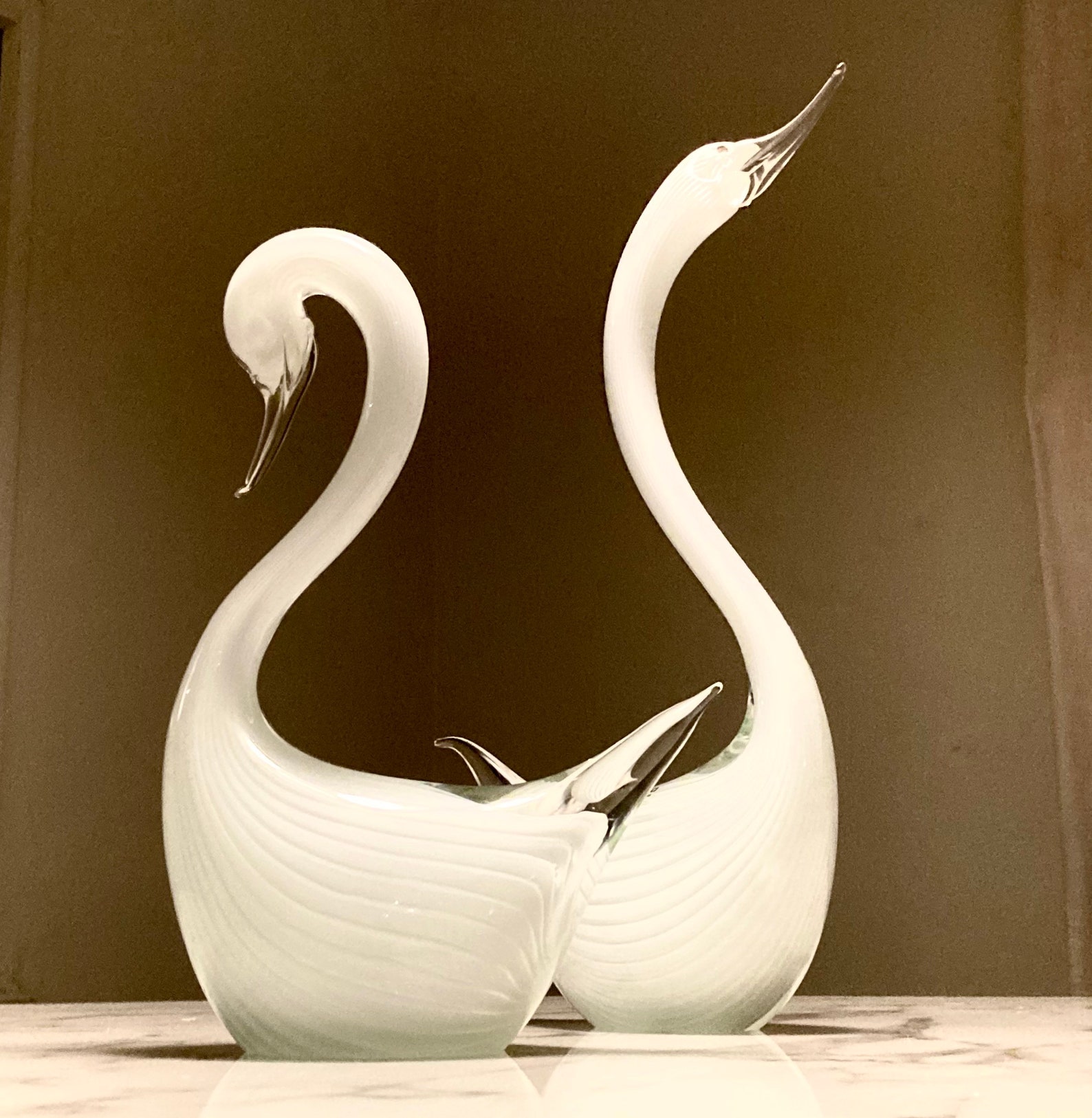 Pair Of Murano Glass Swans Etsy
