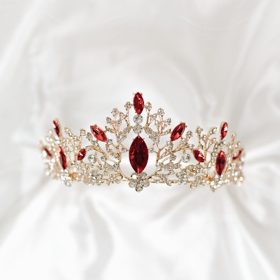 Felicity’s Tiara in Red Faux Ruby and Gold - Etsy