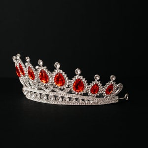 Saya's Tiara in Red Faux Ruby Crystals & Silver White Gold Color Metal ...