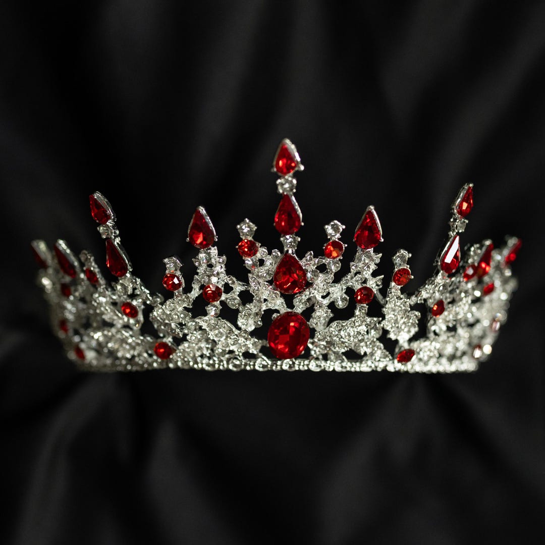 Helena's Tiara in Red & Silver - Red Faux Ruby, Faux Diamond, Clear ...