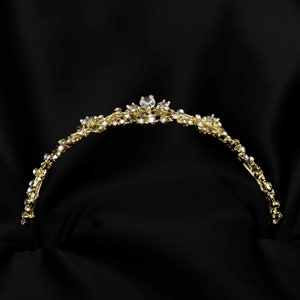 Roma’s Tiara in Yellow Gold Color Metal and Clear Crystal Faux Diamond ...