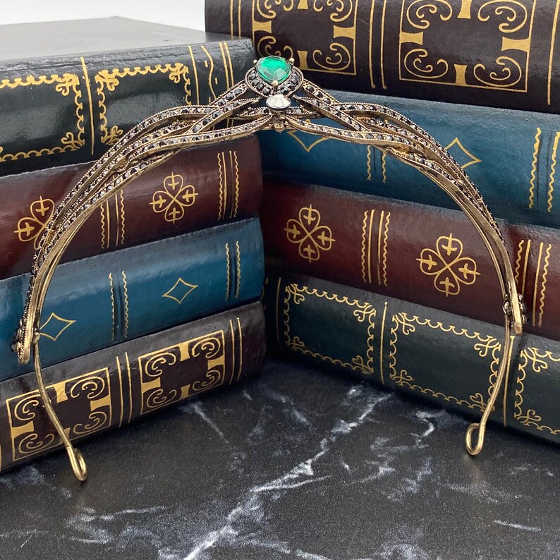 Fiona's Tiara in Green Faux Emerald & Black Color Crystals - Etsy