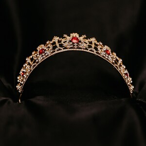 Benjamina's Tiara - Red Faux Ruby in Gold Color Metal - Etsy