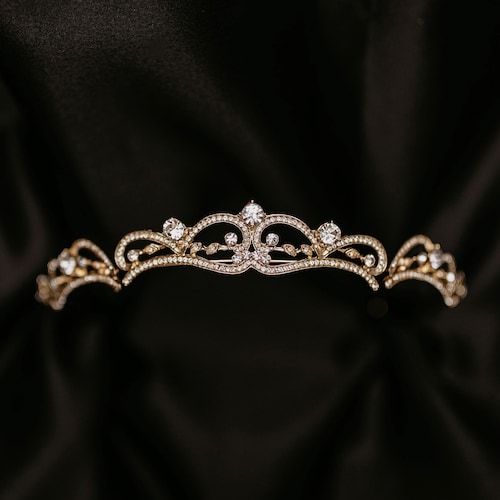 Fiona's Tiara in Gold Color Metal & Clear Crystal Faux - Etsy
