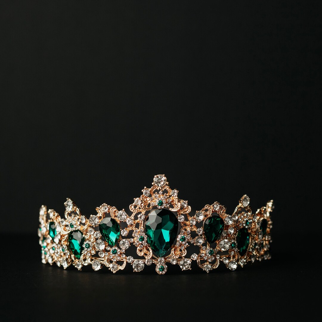Michelle's Tiara in Green - Emerald Crystal Gold Costume Crown - Etsy