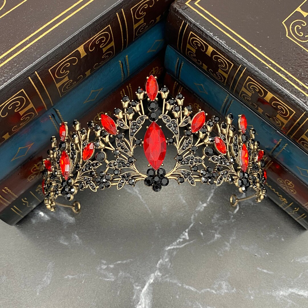 Felicitys Tiara in Red Faux Ruby and Gold Color Metal - Etsy