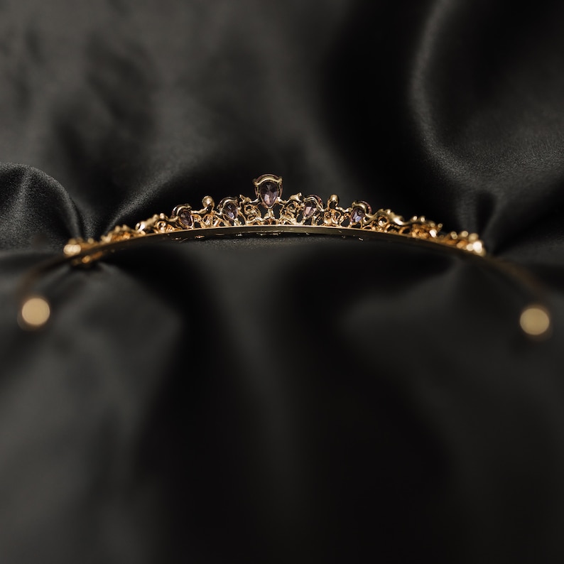 Sadie's Tiara in Pink & Gold - Crystal Leaf Design, Dainty Headpiece - Etsy