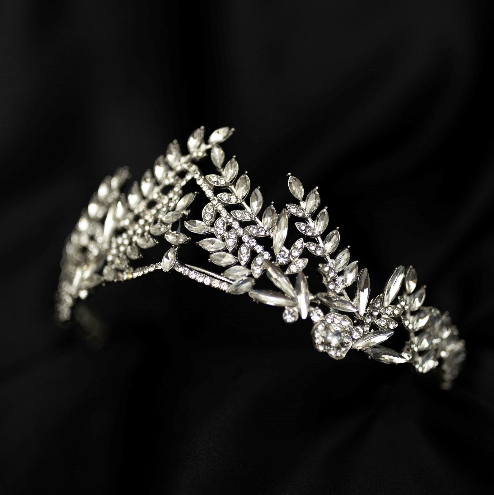 Athena's Tiara - Crystal Leaf Silver Greek Goddess Headpiece - Etsy