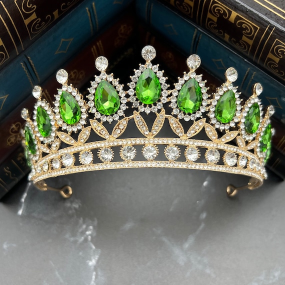Saya's Tiara Light Green Faux Peridot Clear Crystal - Etsy