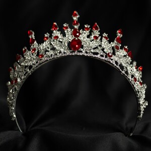Helena's Tiara in Red & Silver - Red Faux Ruby, Faux Diamond, Clear ...